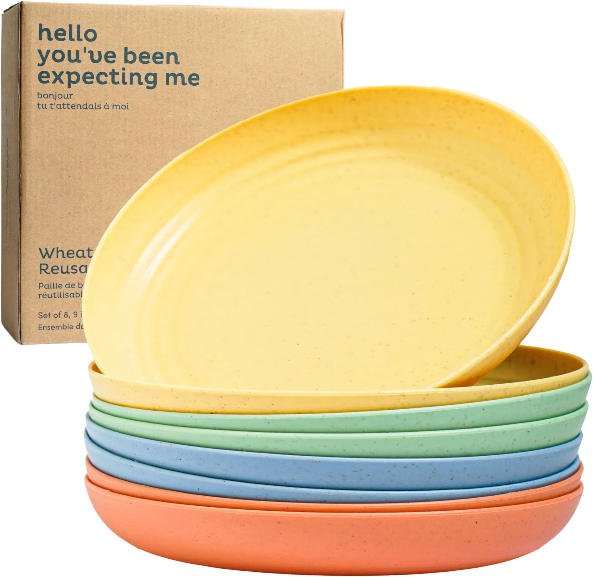 Amazon.com | Nook Theory Deep Dinner Plates Set of 8 - Wheat Straw ...