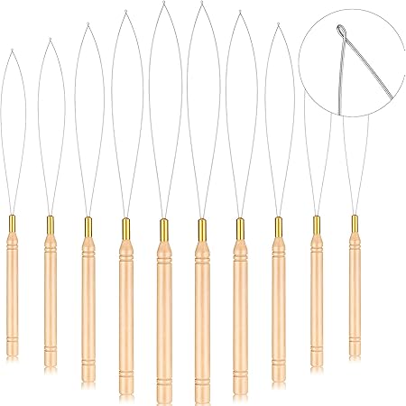 Amazon.com : 10 Pieces Hair Extension Loop Needle Threader Pulling Hook ...