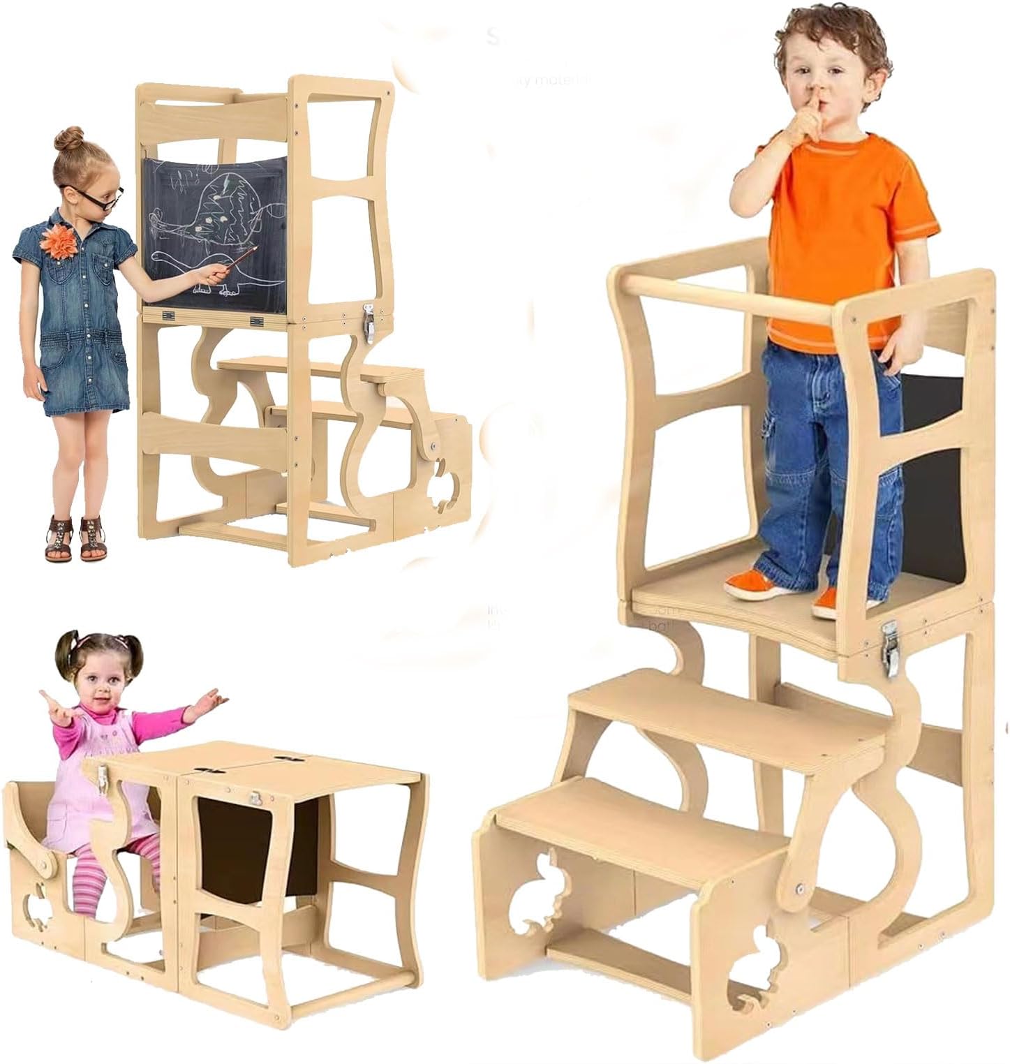 Vocpy Toddler Tower for Toddlers and Kids 1-6 Years, 3-in-1 Collapsible ...