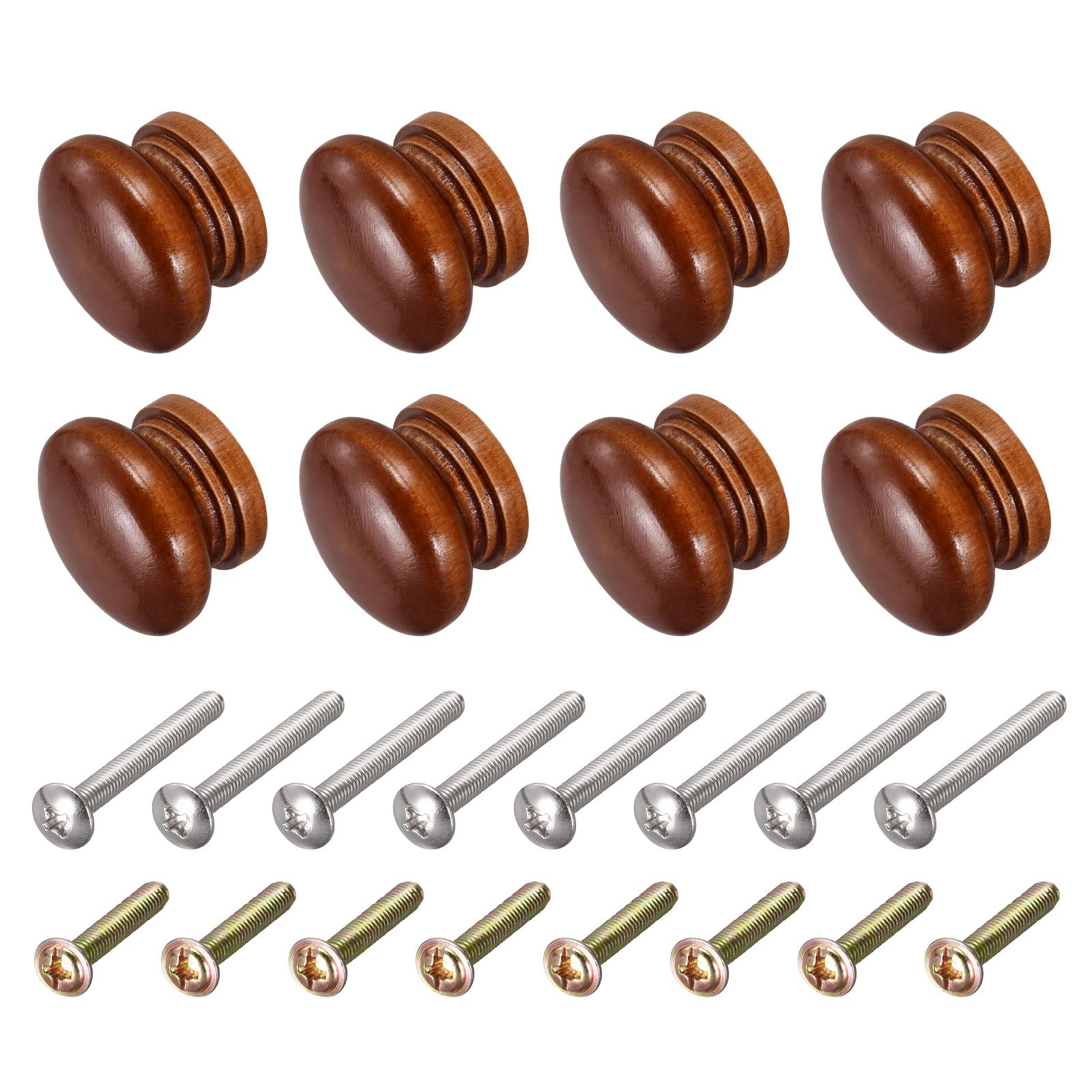 METALLIXITY Round Wood Knobs, (33x23mm) 8Pcs, Pull Knobs with Screws ...