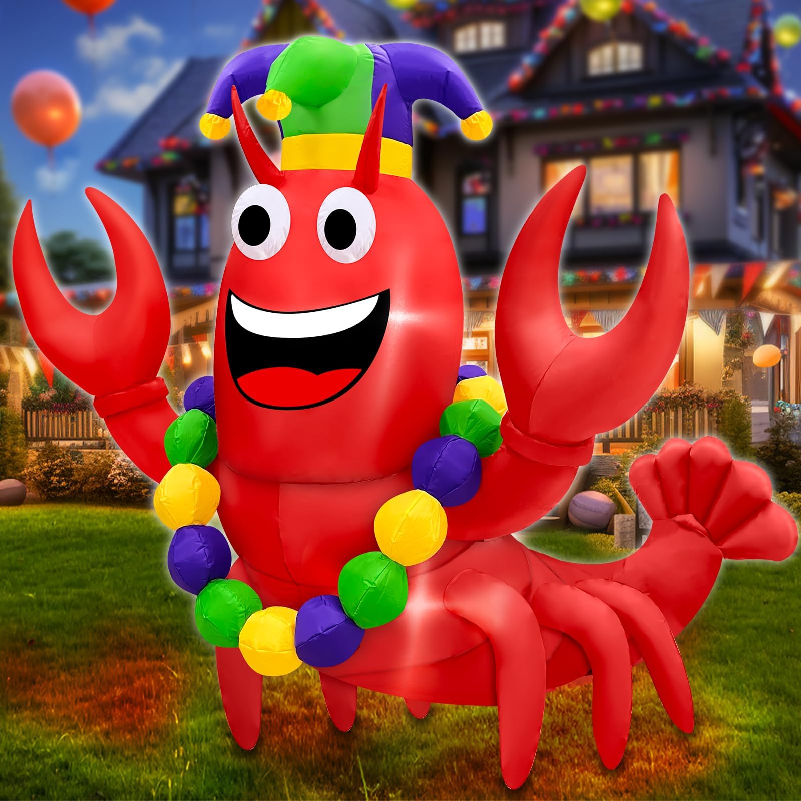 Amazon.com: TURNMEON 8 Foot Giant Mardi Gras Inflatable Archway Outdoor ...