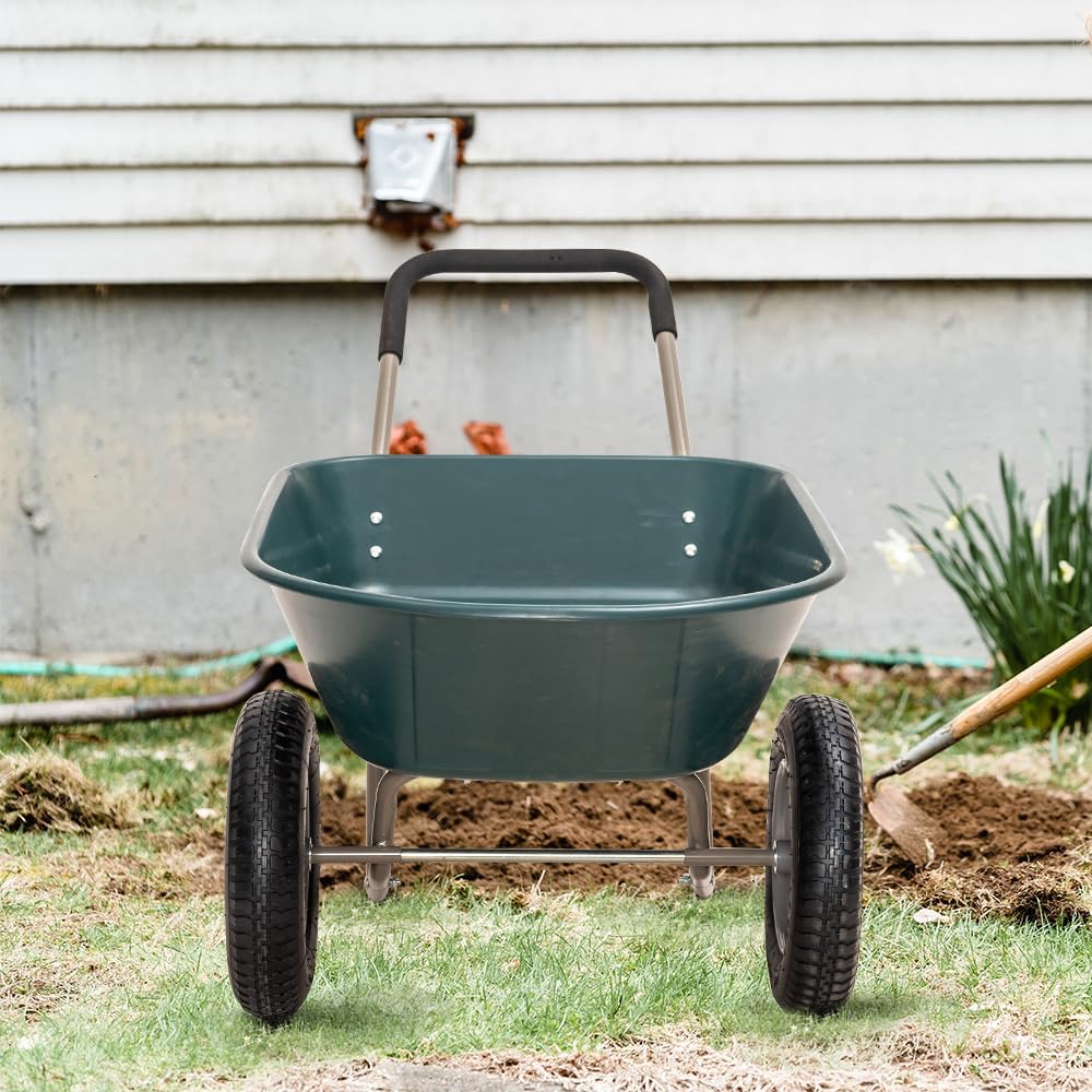 Garden WHEELBARROW 150kg Heavy Duty 85L Plastic Yard Barrow 2 Wheels ...