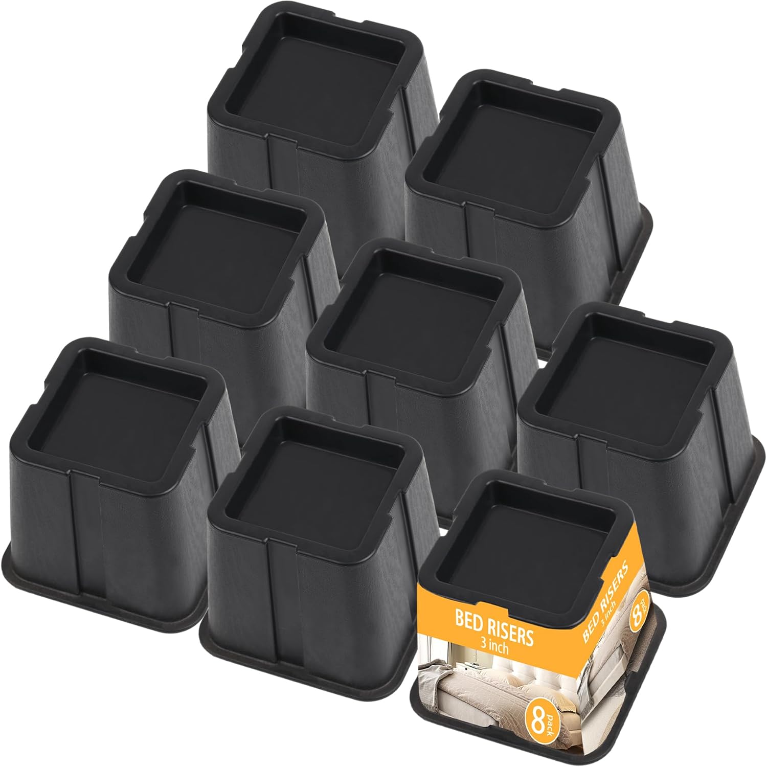 Amazon.com: IPETRK Bed Risers 3 Inch, Furniture Risers 8 Pack Heavy ...