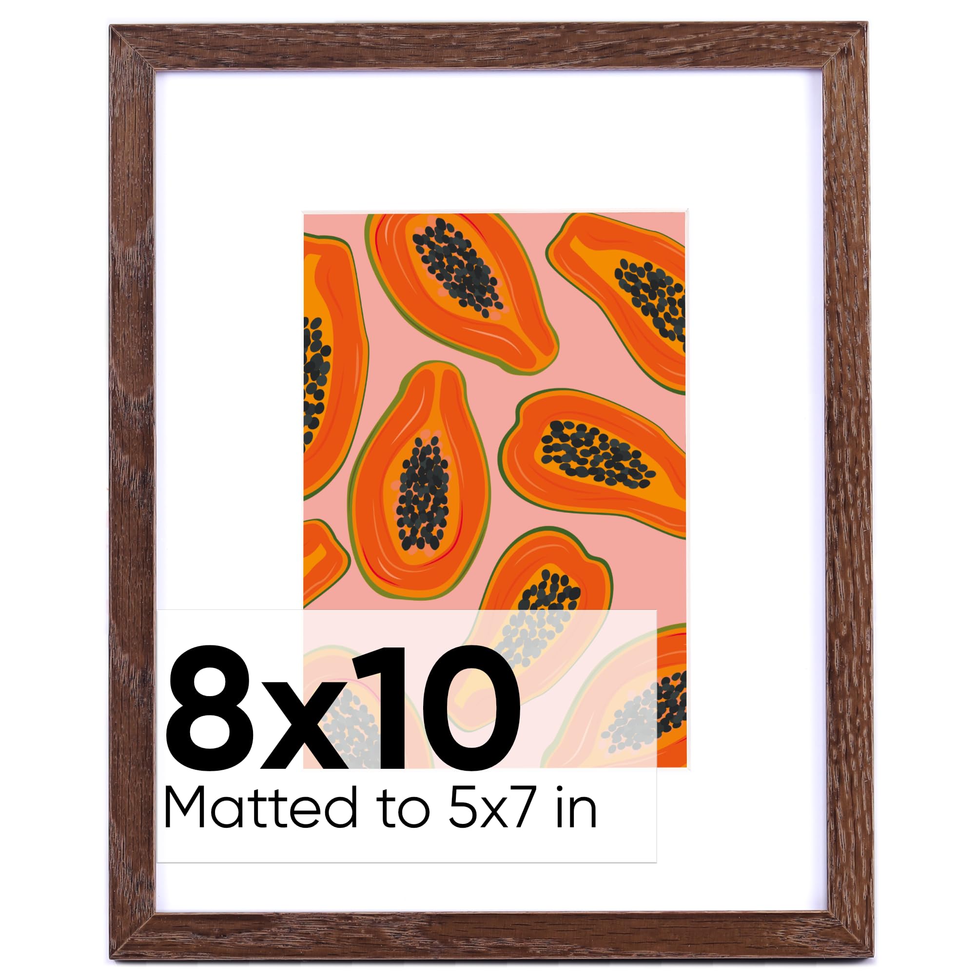 Amazon.com - Homeforia Picture Frames 8x10 Brown Oak Wooden with 5x7 ...