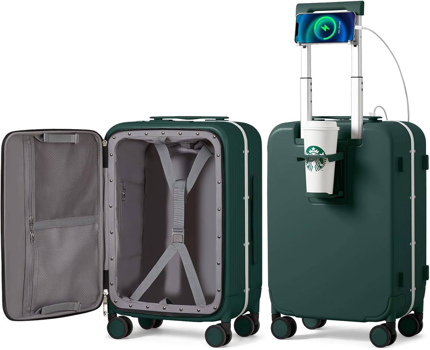 Amazon.com | mixi Carry On Luggage with Cup Phone Holder and Charger ...