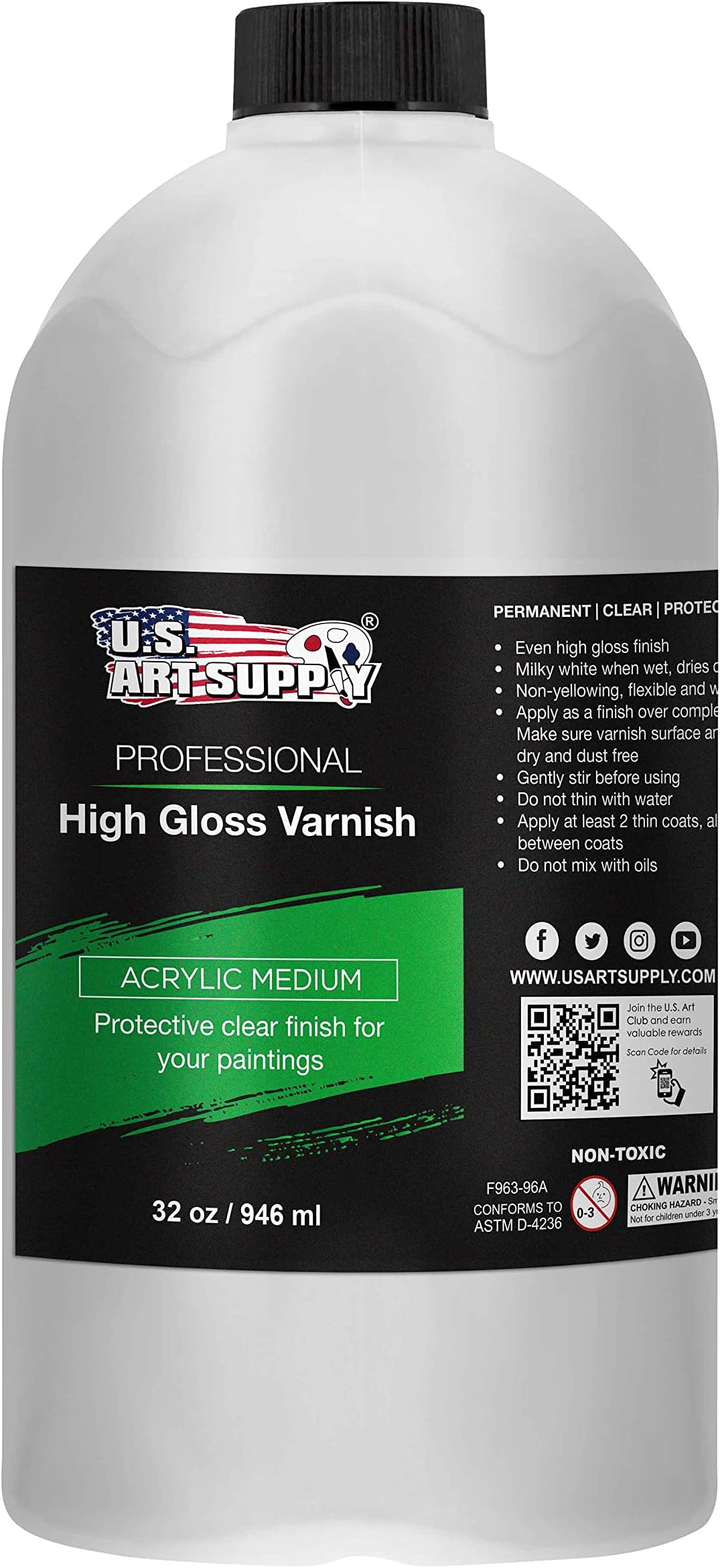 Amazon.com: U.S. Art Supply Professional High Gloss Varnish, 32 oz ...