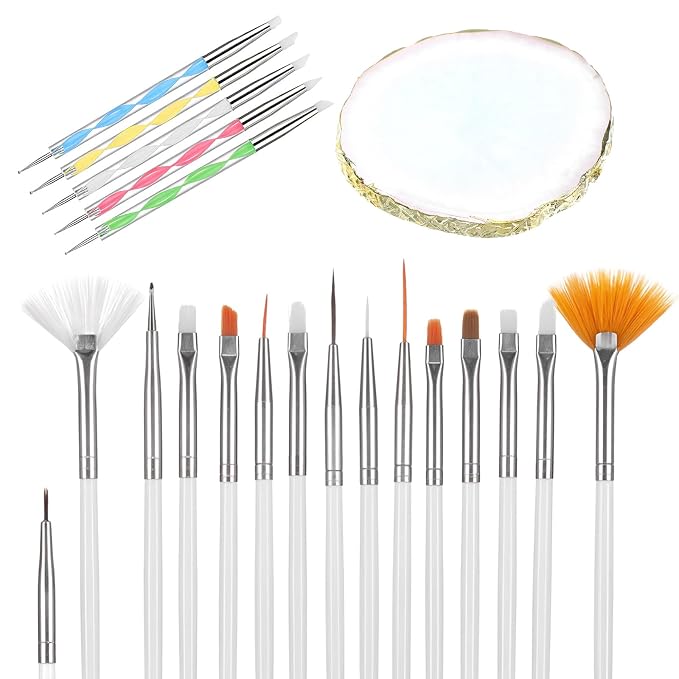 Amazon.com: Nail Art Brushes Set 21 Pcs Nail Design Tools Kit with 5pcs ...