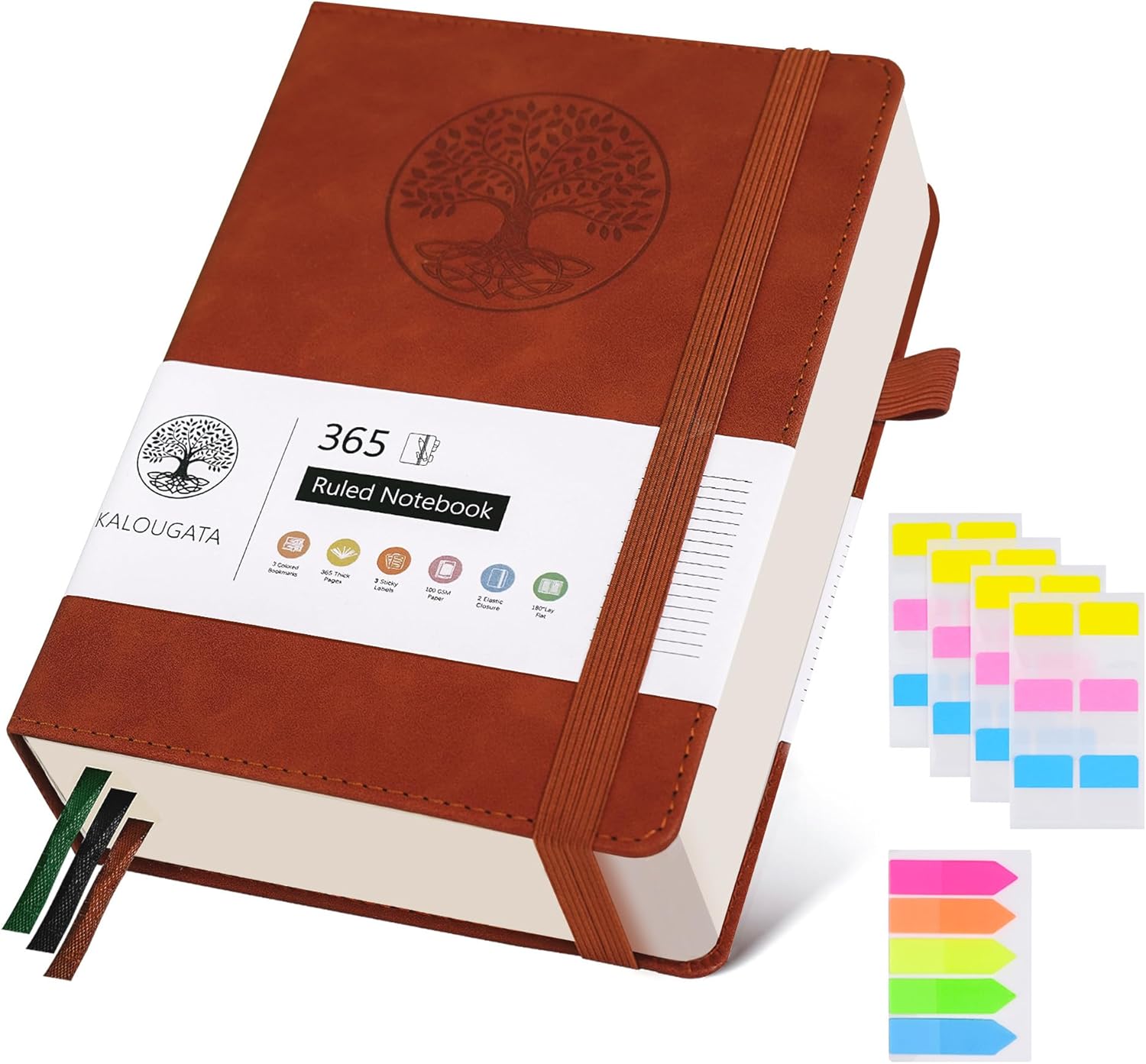 Amazon.com : Kalougata College Ruled Notebook - 365 Page Leather ...