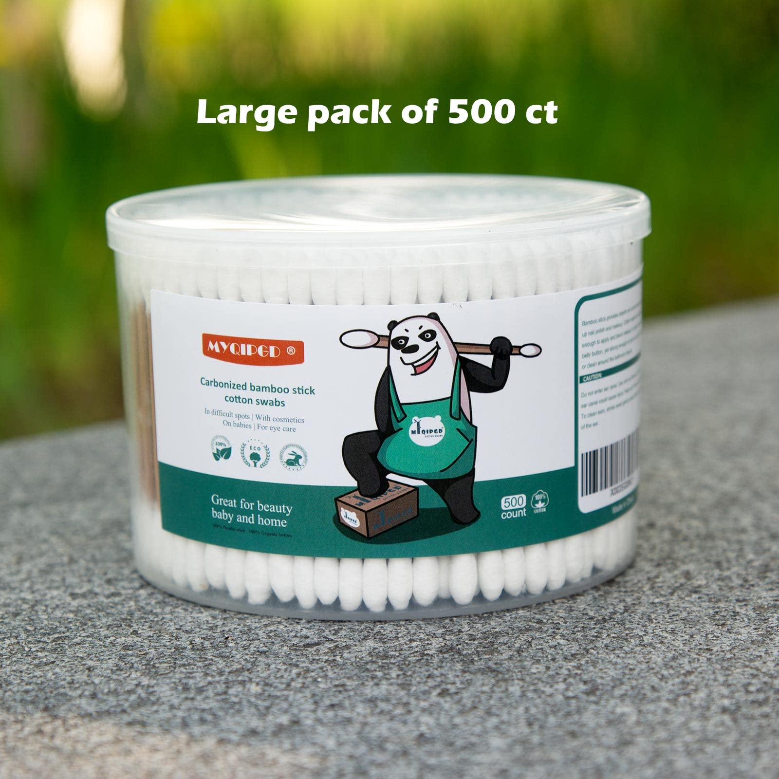 Carbonized Bamboo Cotton Swabs 500 Count Double Round Tips by MYQIPGD ...