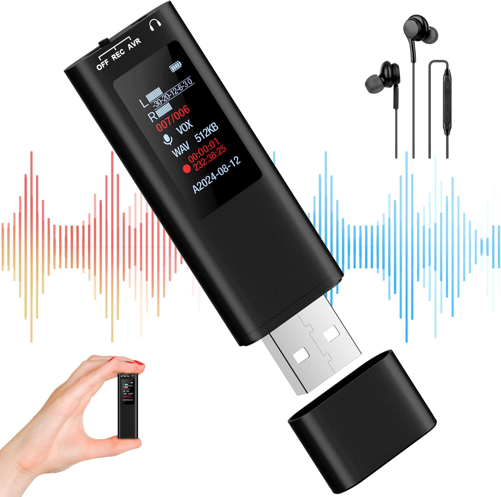 Amazon.com: Digital Voice Recorder, 64GB USB Voice Activated Recorder ...