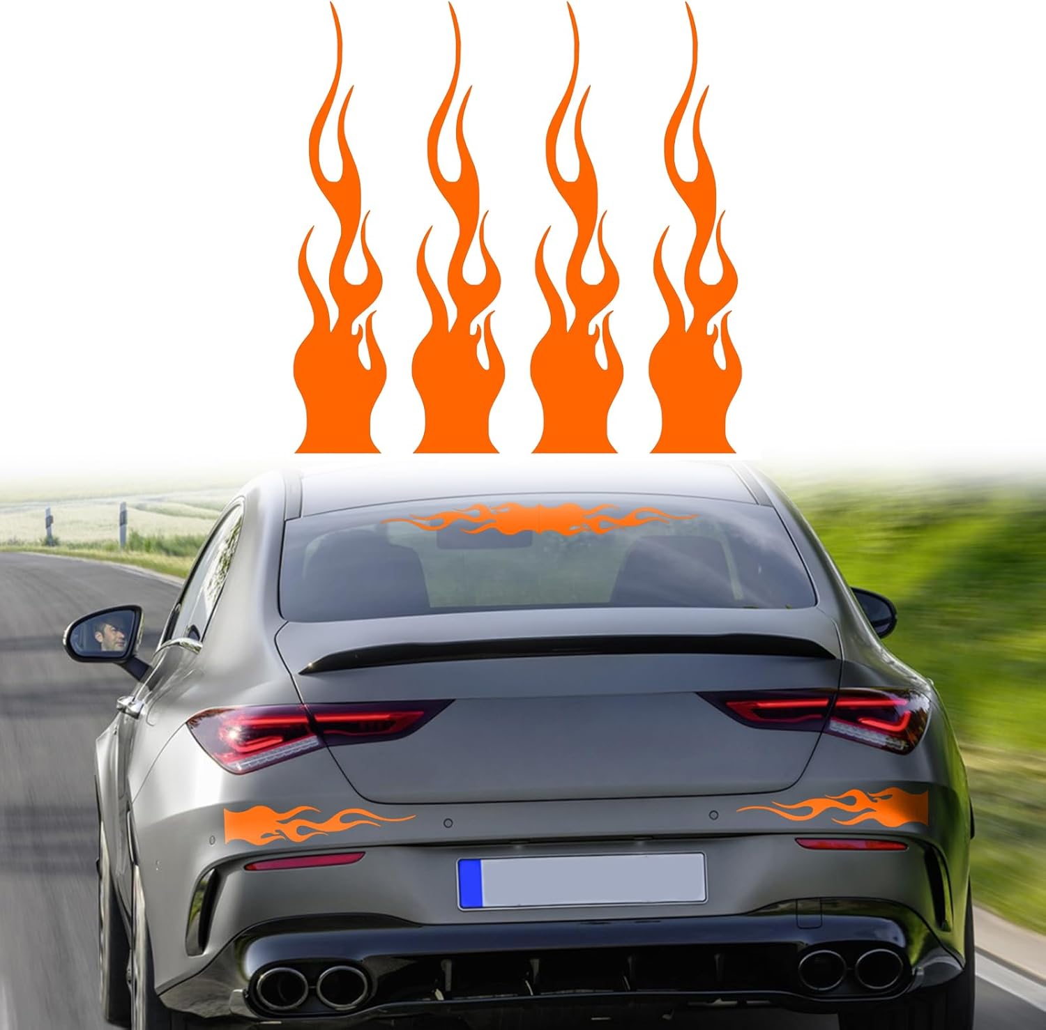 Amazon.com - RUIANTE Universal Car Hood Bumper Decals Flame Reflective ...