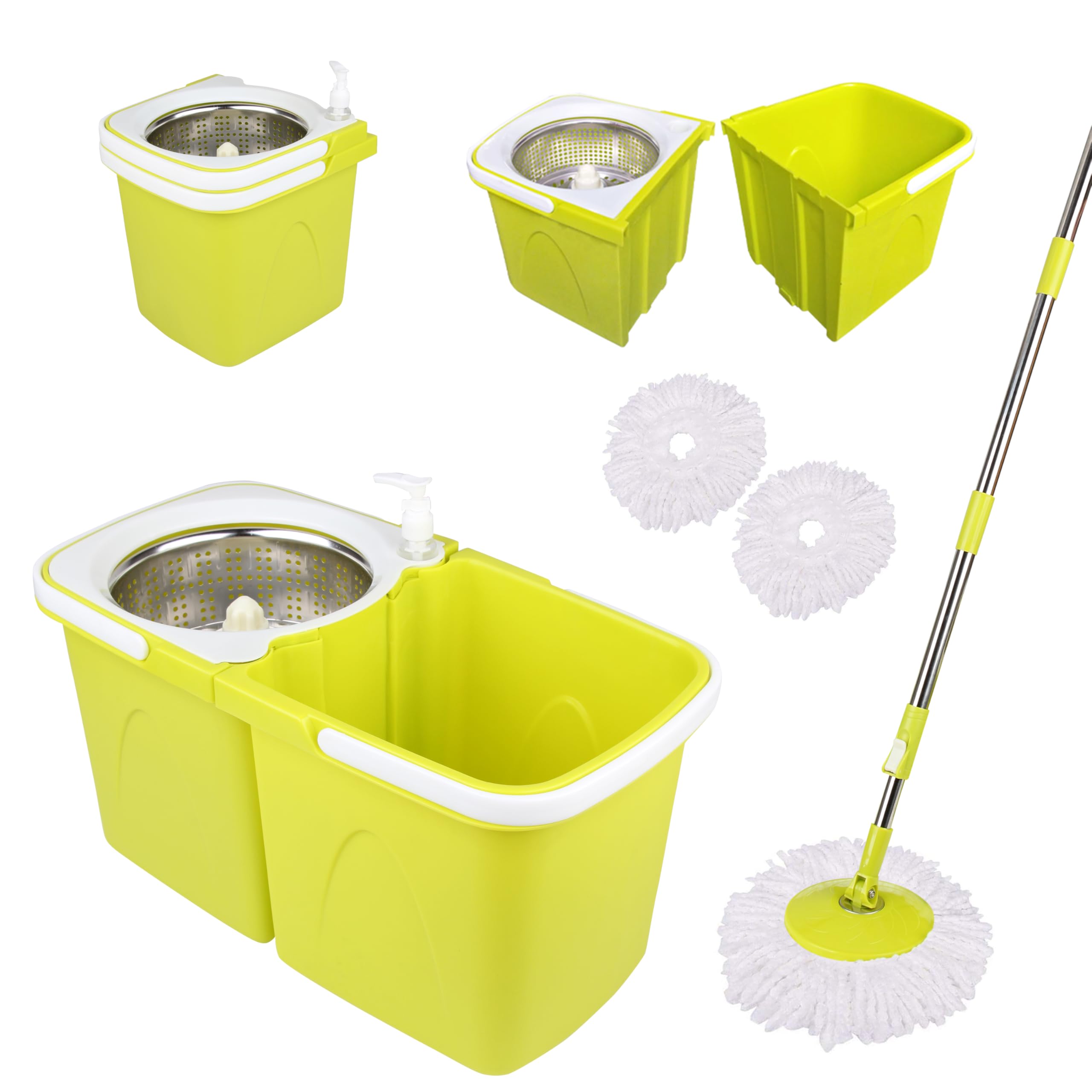 ARSUK Spin Mop and Bucket Sets - 2 Separate Stackable Buckets with 2 ...
