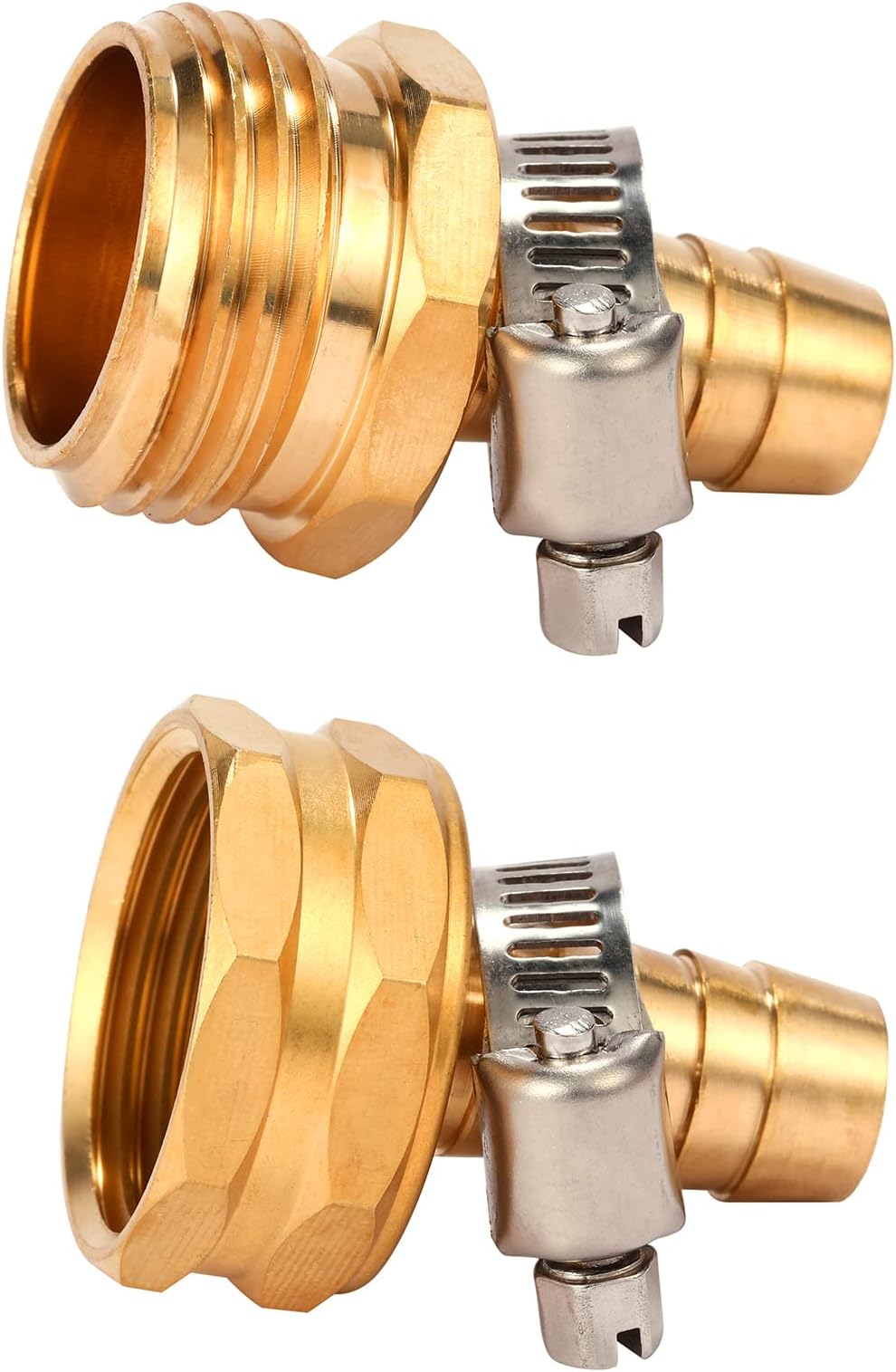 Amazon.com: 2 Set Brass Garden Hose Repair Connector Kit with Clamps ...