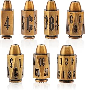 Amazon.com: DaMohony Polyhedral Bullet Dice Set 7 Metal Bullet Dice D4 ...