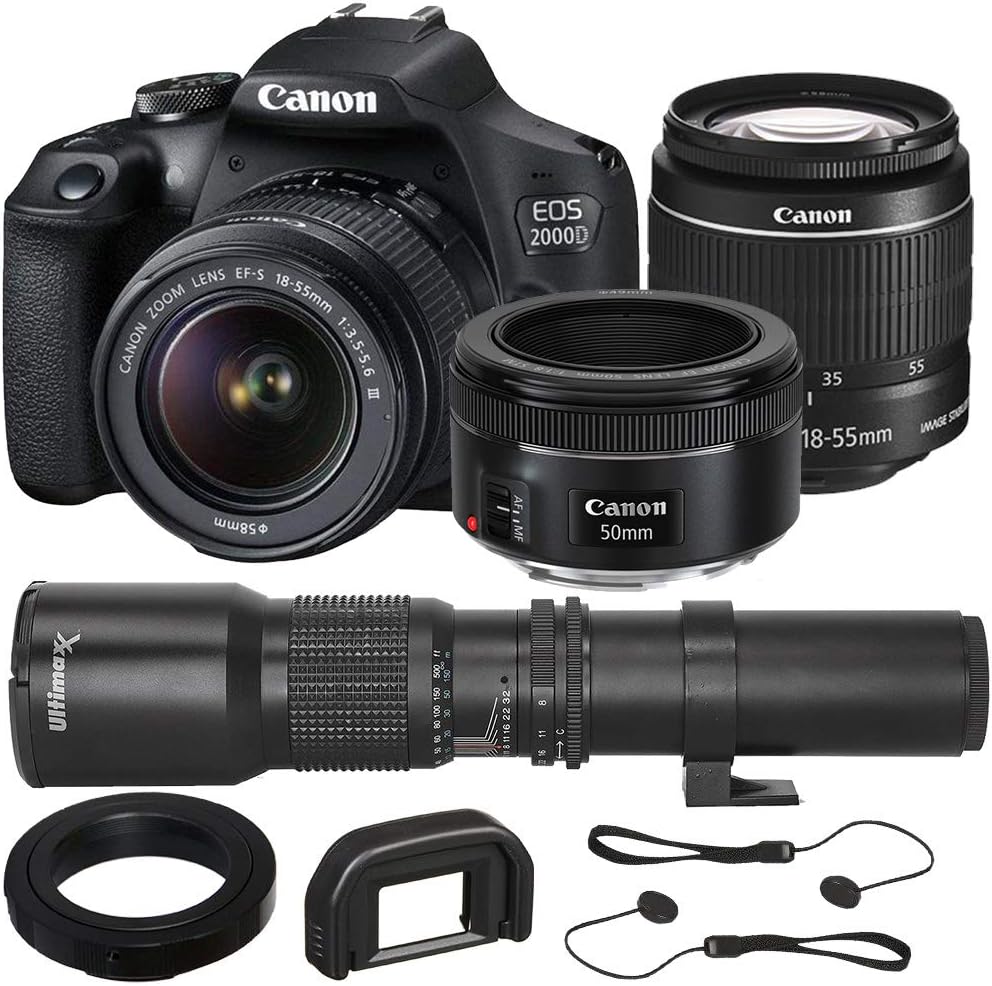 Amazon.com : Canon EOS 2000D (T7) EF-S 18-55mm III Kit with Canon EF ...