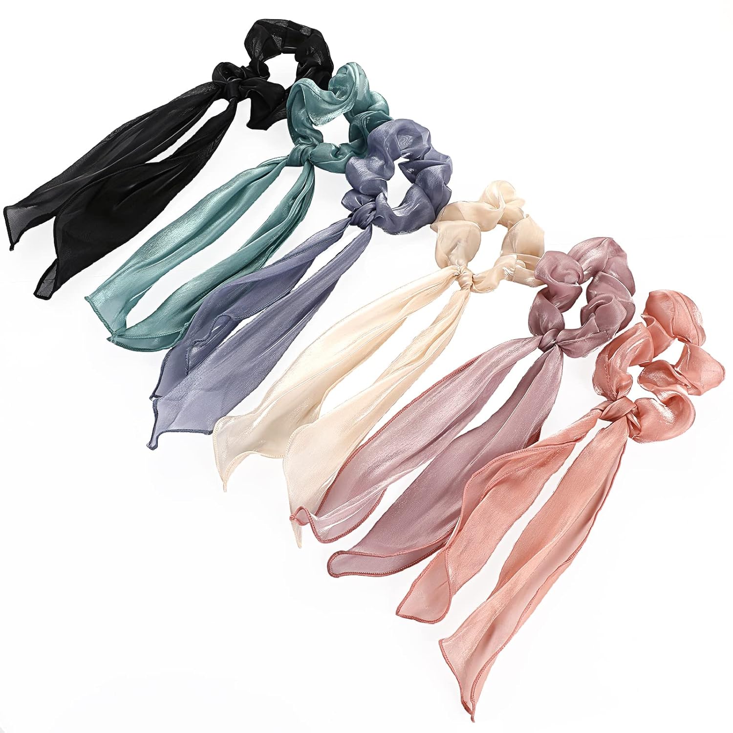 Amazon.com : Hair Scarf Scrunchies for Women, 6 Pack Silk Hair ...