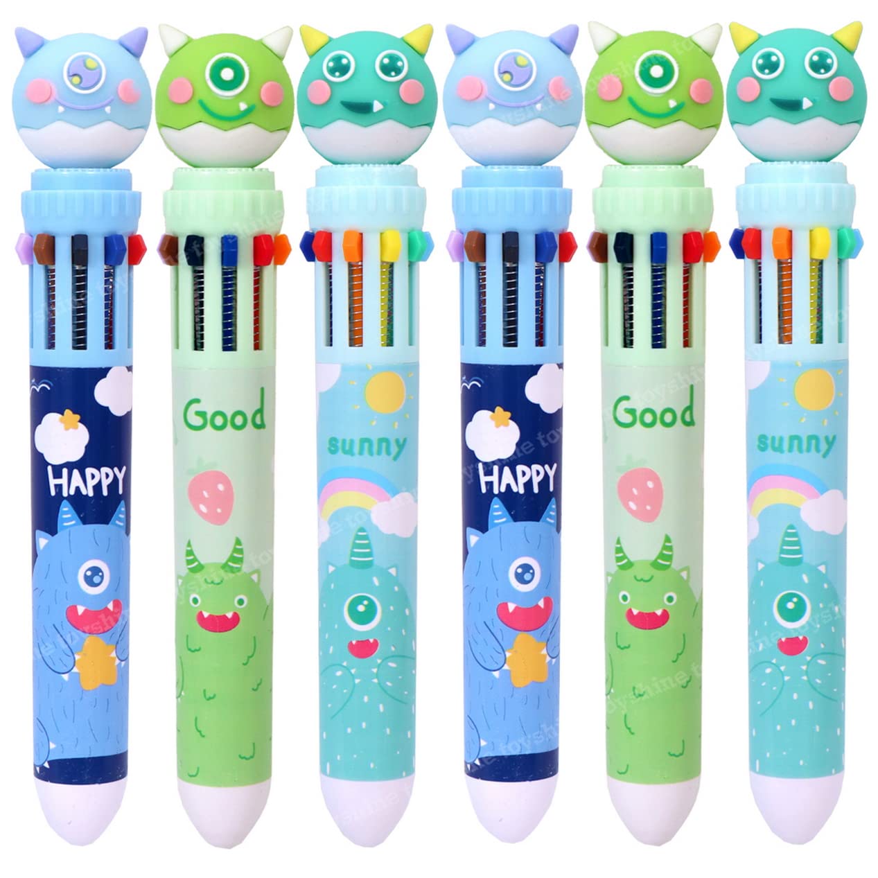 Toyshine Pack of 6 Retractable Monster Ballpoint Pens Multicolor Pens 0 ...