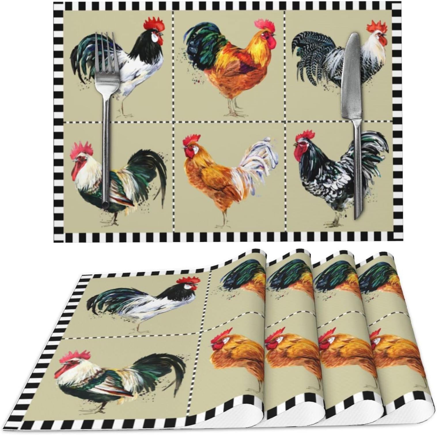 Amazon.com: Giwawa Vintage Rooster Placemats Set of 4 Farmhouse Chicken ...
