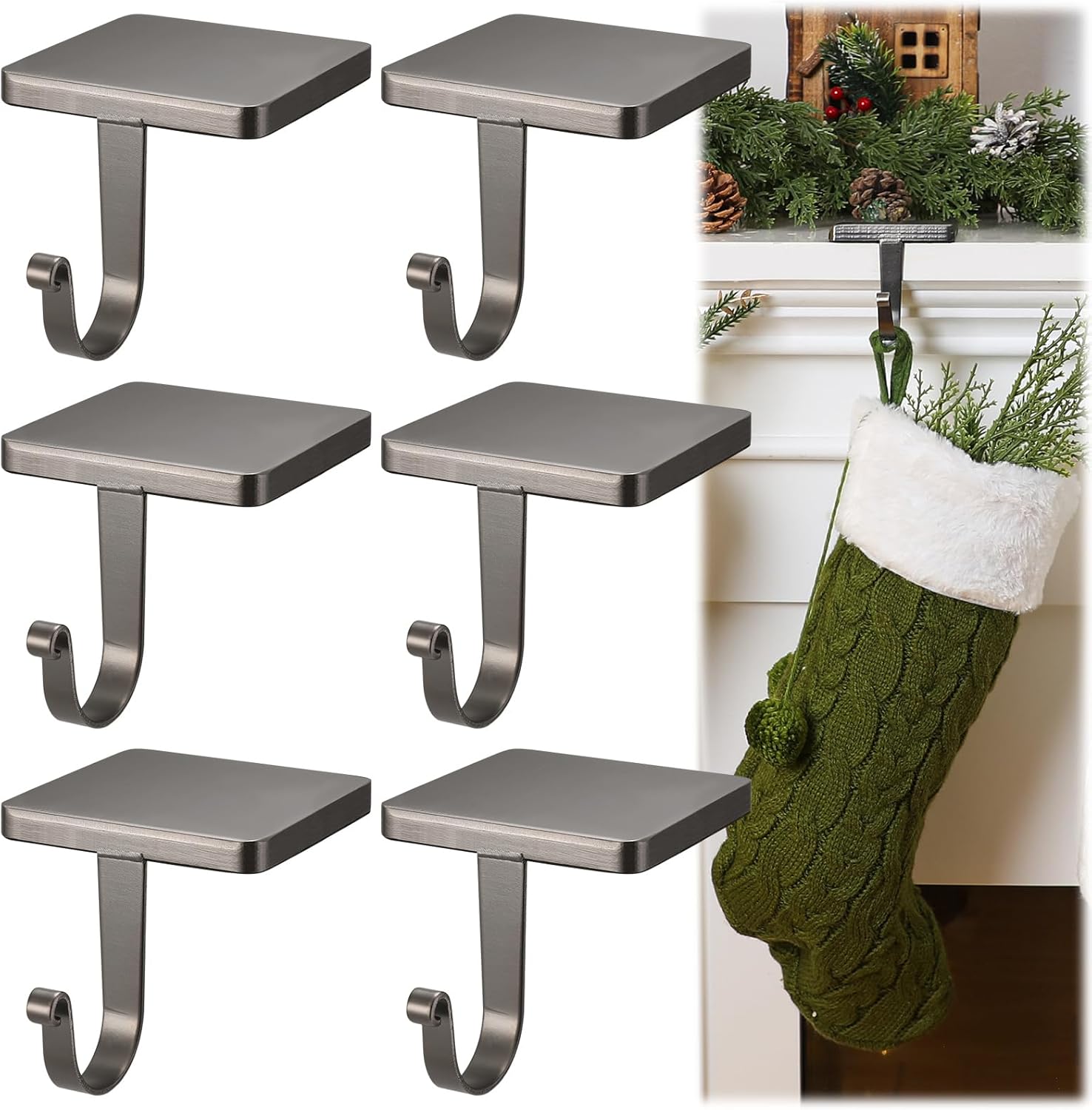 Amazon.com: Tandefio 8 Pcs Christmas Stocking Holders Mantel Stocking ...