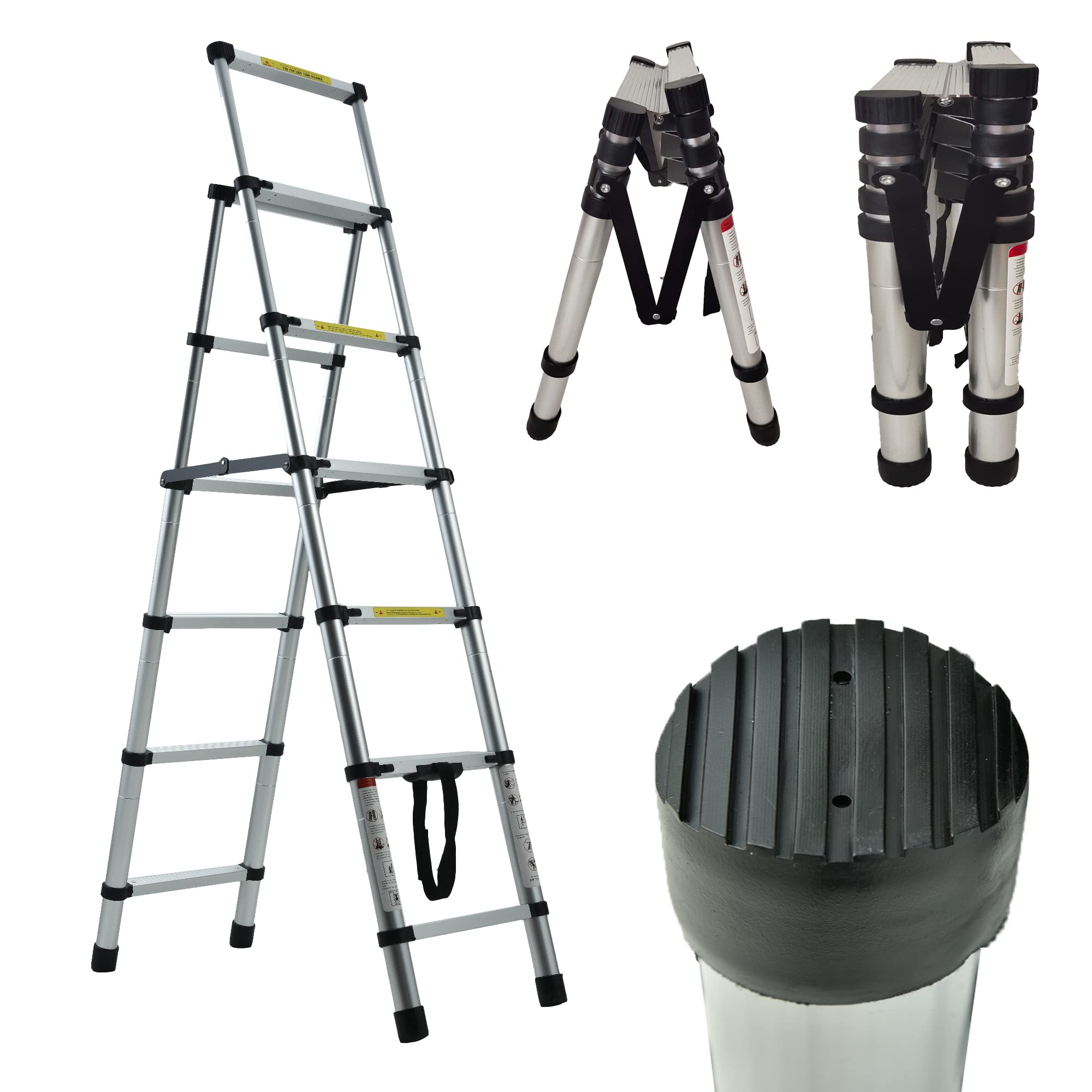 1.4m/1.7m Telescopic Ladder DIY Aluminum Alloy Folding Extendable ...