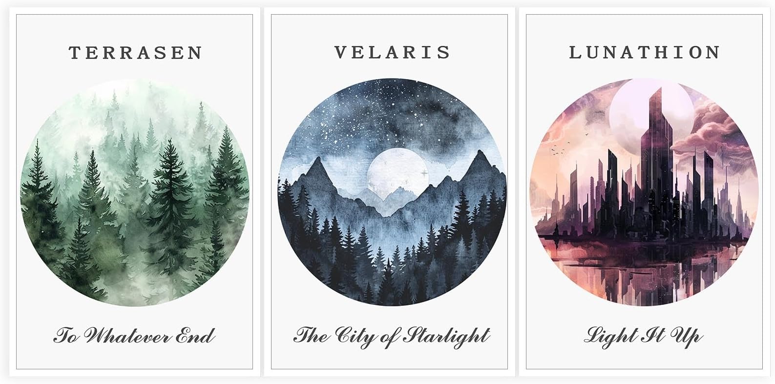 Amazon.com: Xmyegeyeee 3 Piece Sarah J Maas Books Poster Art Print ...