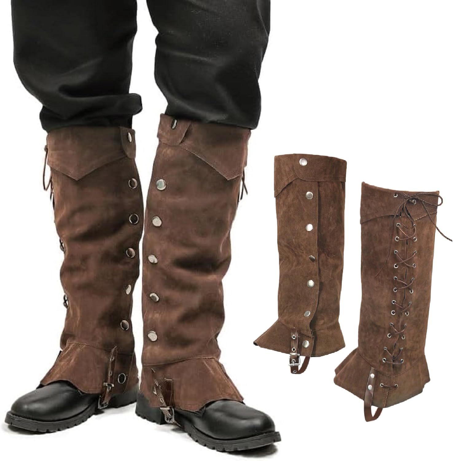 Amazon.com: PROCOS Pirate Leg Covers Medieval Faux Leather Boot Covers ...
