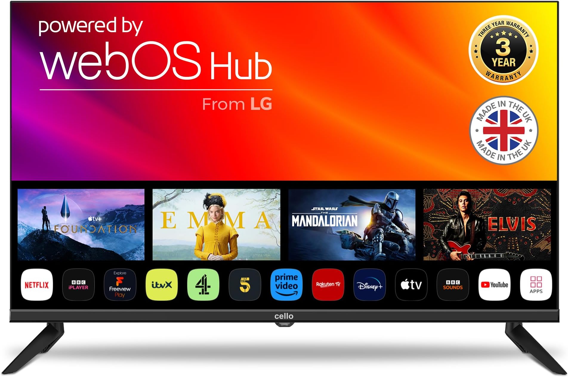 Cello Frameless LED 32 Inch Smart TV, Smart Ultrafast WebOS Freeview ...