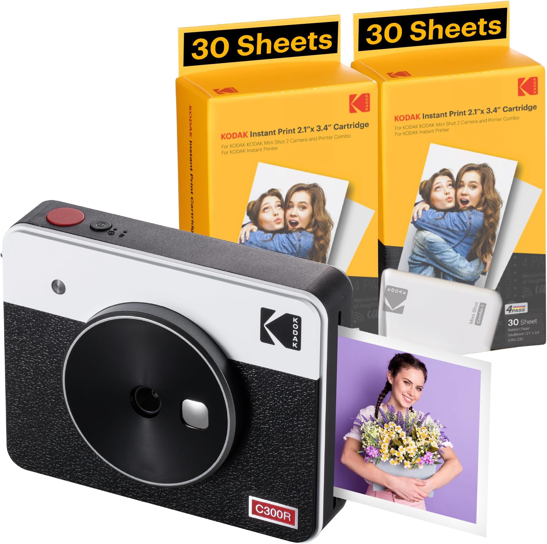 Amazon.com : KODAK Mini Shot 3 Retro 4PASS 2-in-1 Instant Digital ...