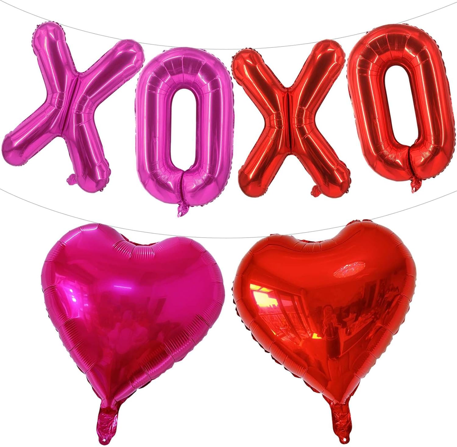 Amazon.com: 16 Inch Red XO Pink XO Red Heart Balloons, 6 Pcs Red XO ...