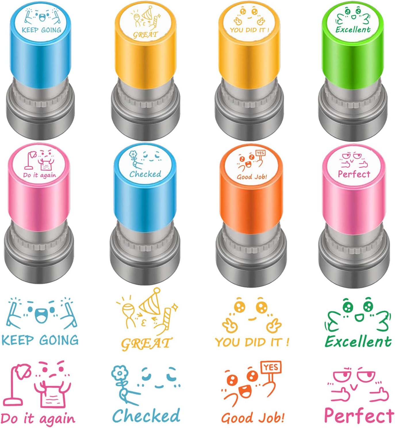 Amazon.com: 8 Piece Set of Teacher Stamps for Classroom,Self-Inking ...