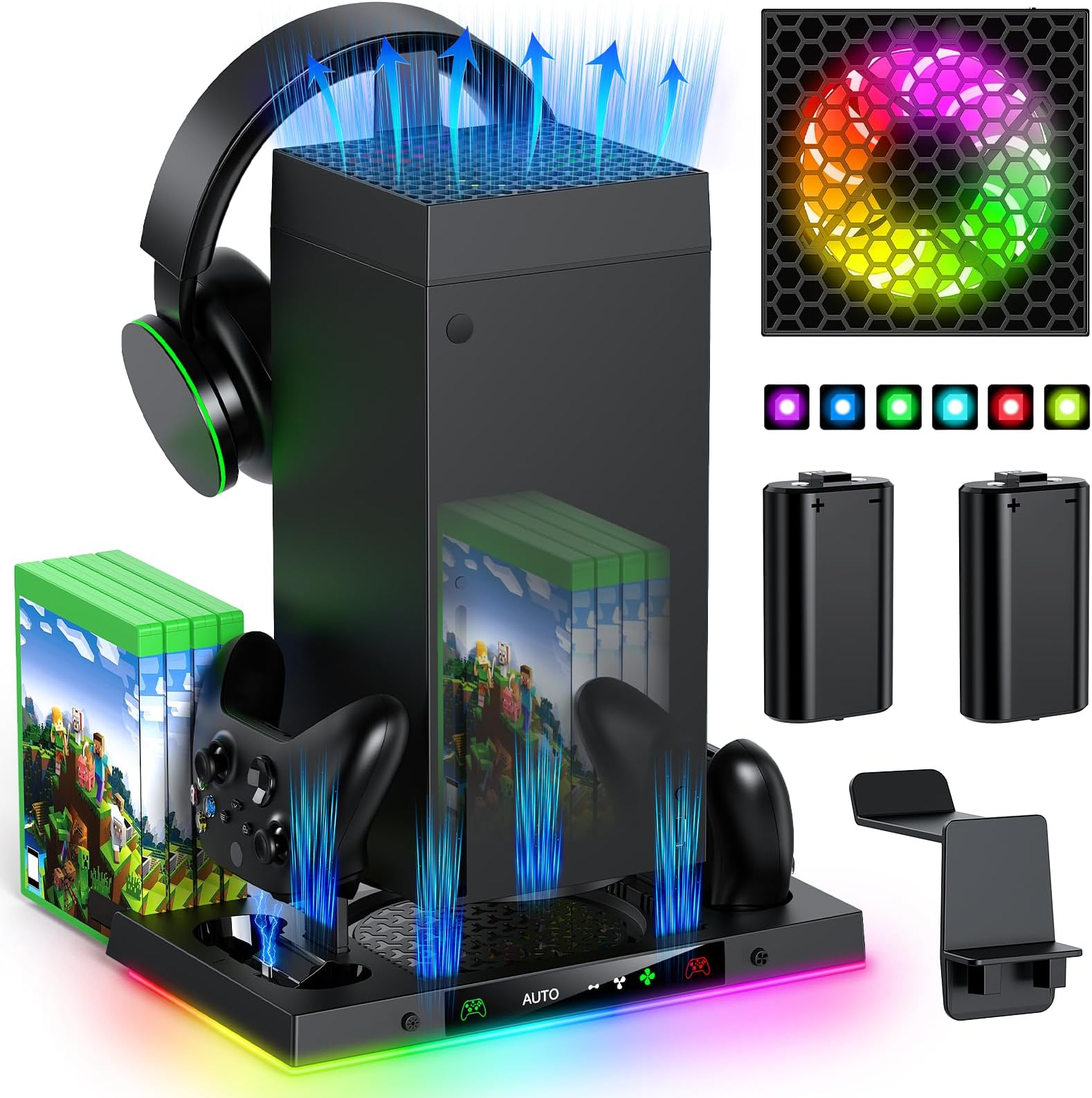 Amazon.com: RGB Top Cooling Fan Charging Station for Xbox Series X ...