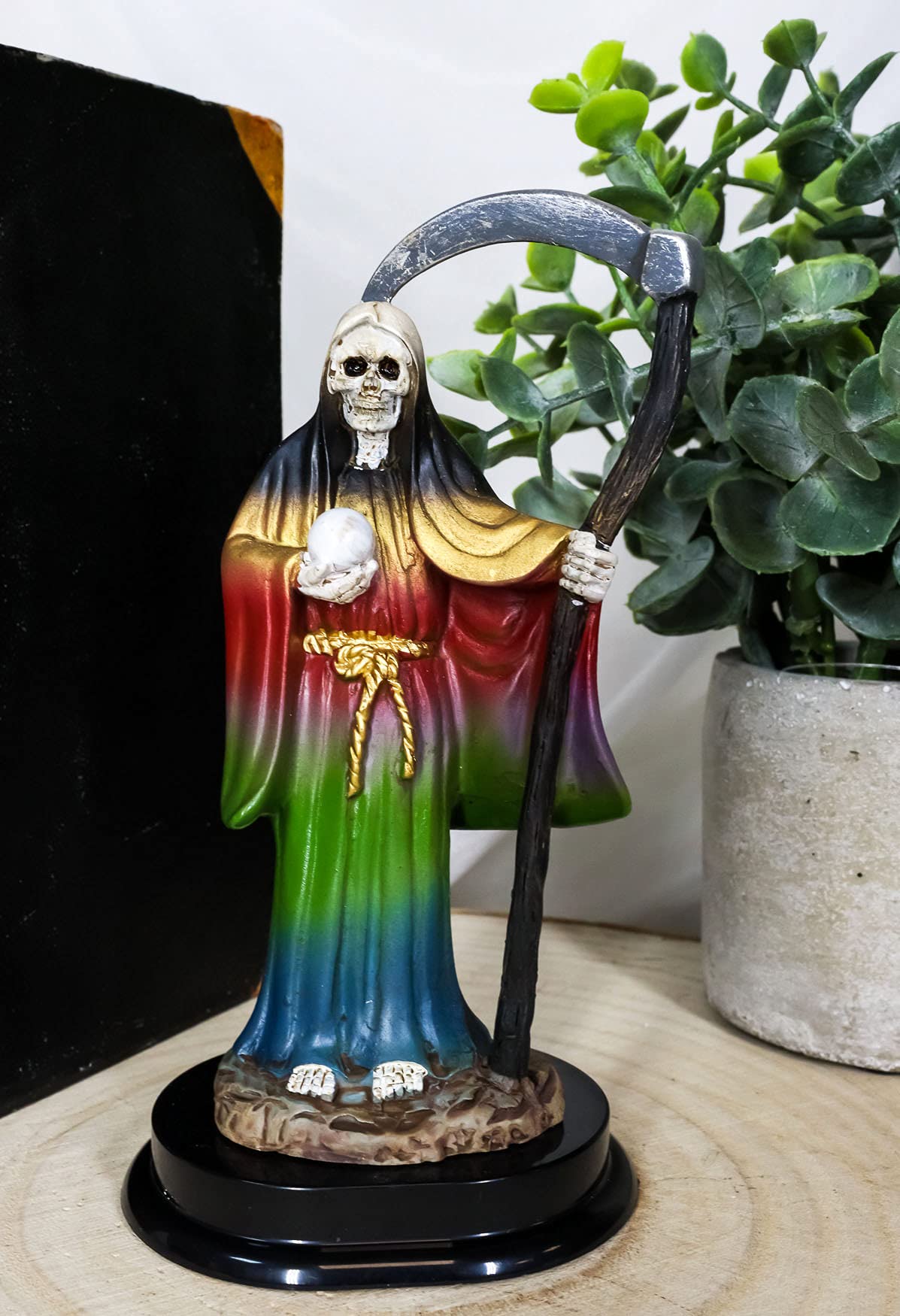 Rainbow Santa Muerte Holding Scythe with Sack Statue Our Lady of The ...