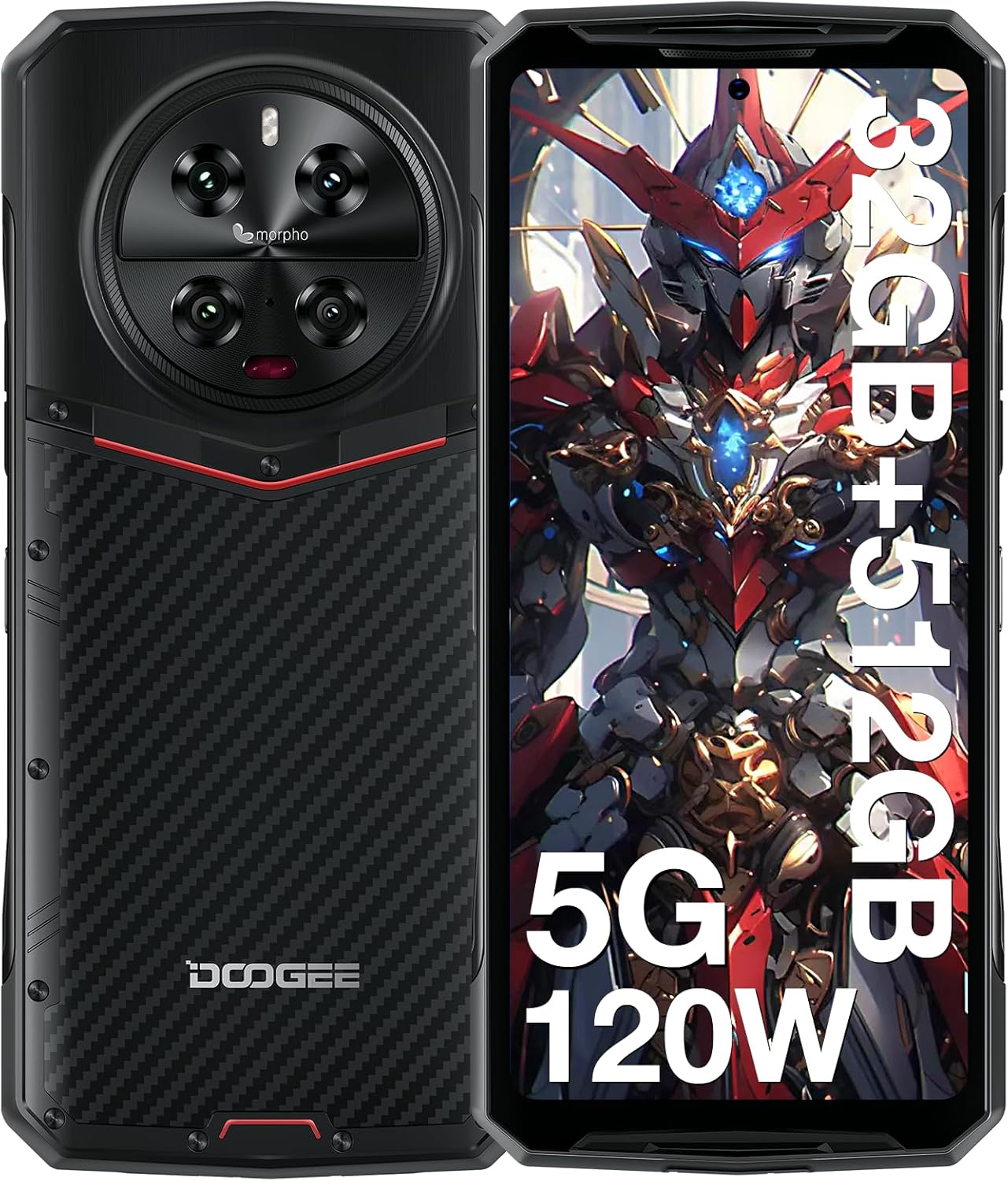 DOOGEE DK10 5G Rugged Smartphone 2024,32GB+512GB,120W Fast Charging(QI ...