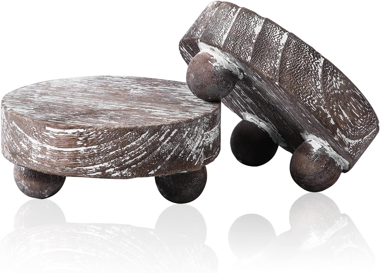 Amazon.com: Set of 2 Mini Wood Risers for Decor Round Wooden Riser ...