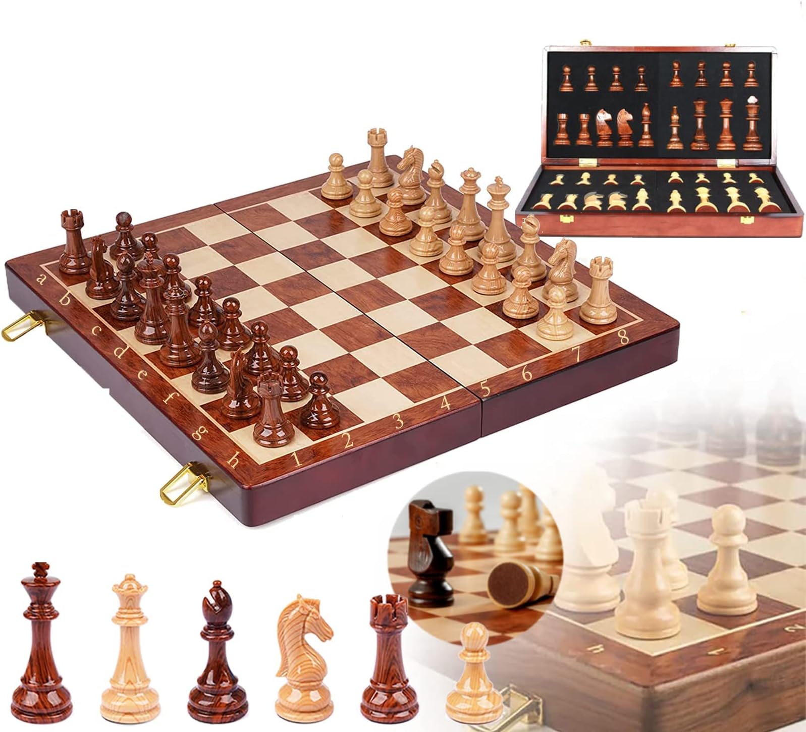 New Upgraded Chess Set, Wooden Chess Board, Wooden Folding Chess Set ...