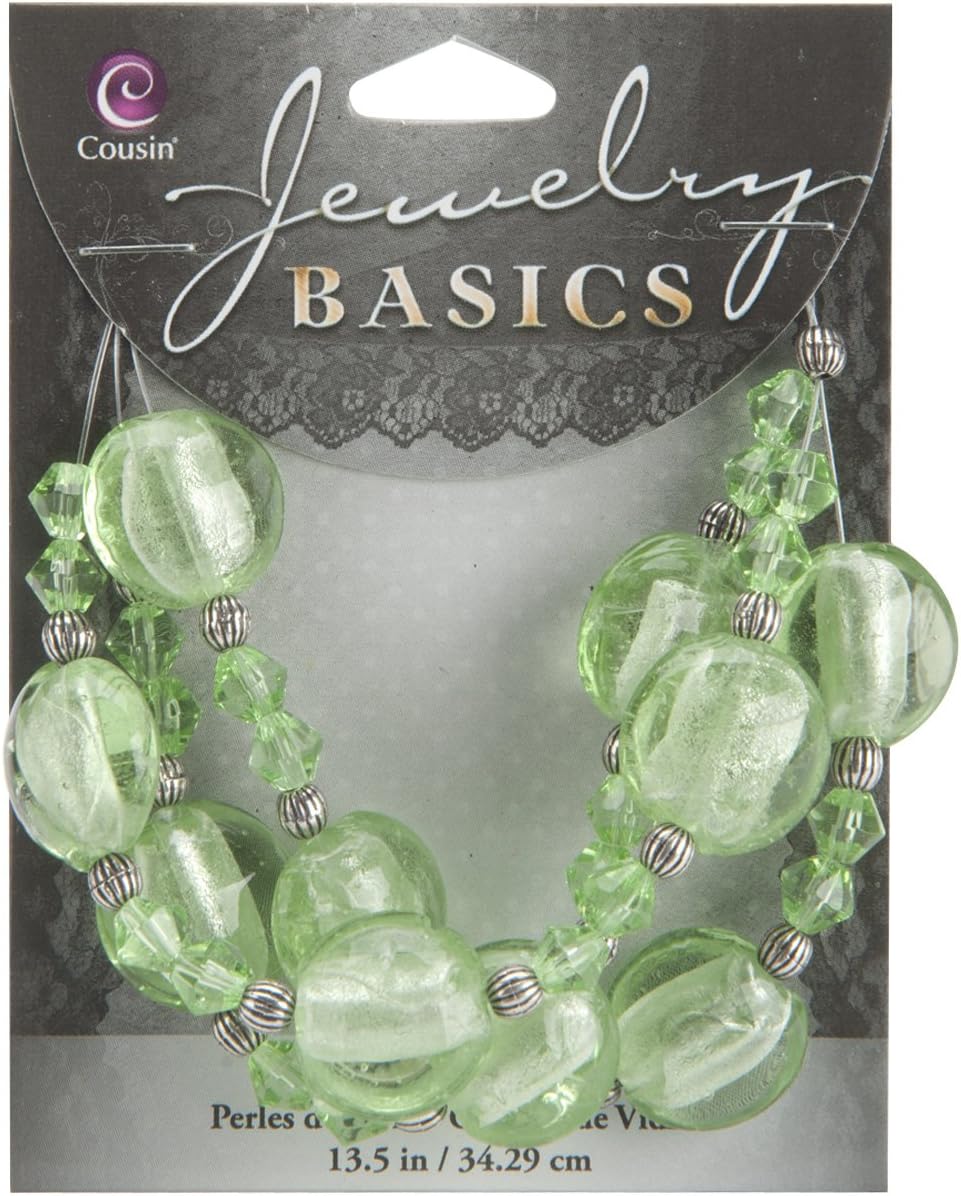 Amazon.com: Cousin Jewelry Basics 13-1/2-Inch/34.29cm Light Green Glass ...