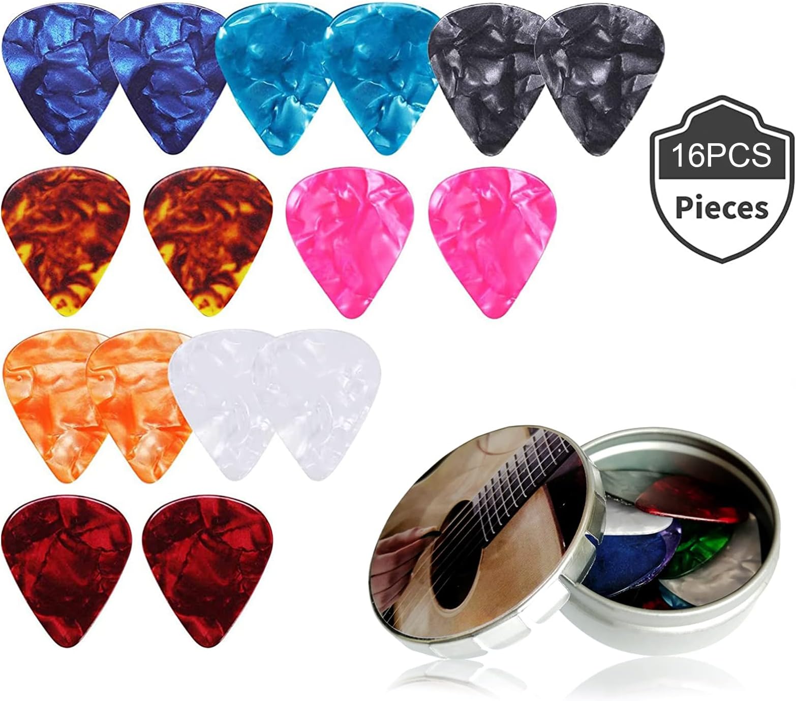Kafeiya Guitar Picks 16pcs,Guitar Plectrums Celluloid Pick,for Electric ...