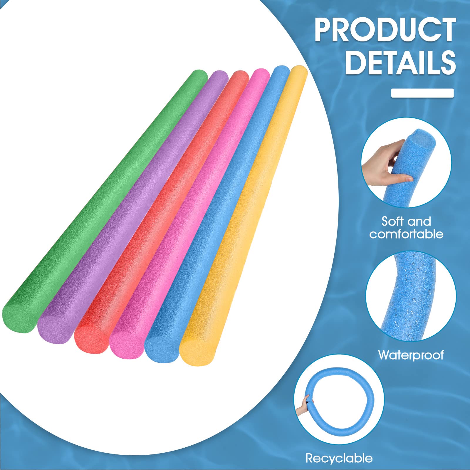 Wettarn Pool Noodles 51 Inch Floating Swim Noodles Foam Tube 51 Inch ...