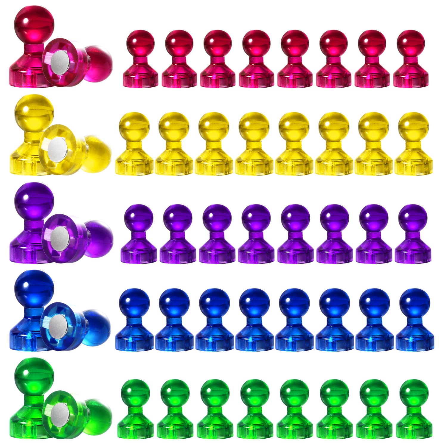 50pcs Push Pin Magnets, Pushpin Magnets, Map Magnets with a Transparent ...