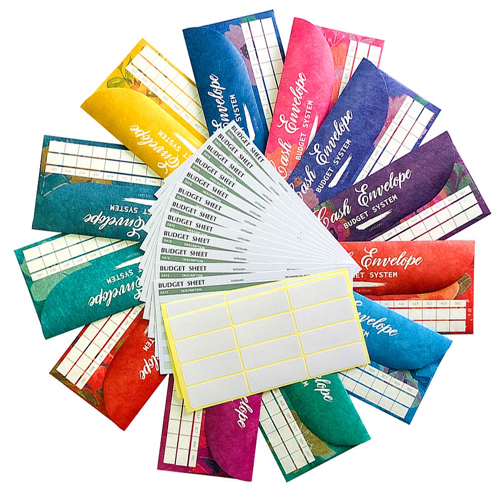 Amazon.com : Cash Envelopes Budget System with 12 Pack of Assorted ...