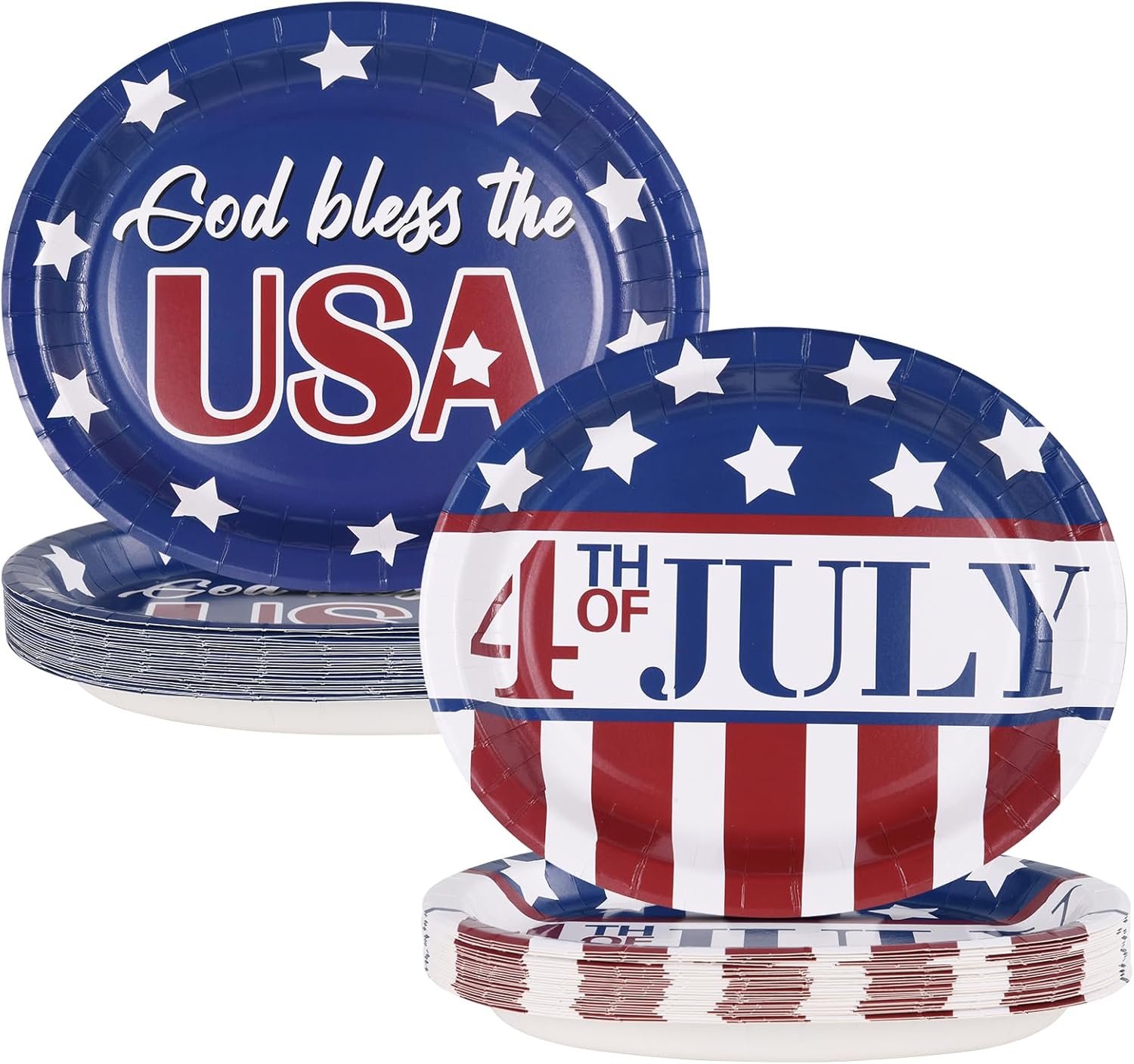 Amazon.com: Nuolifee 50Pcs 4th of July Oval Paper Plates -10" x 12 ...
