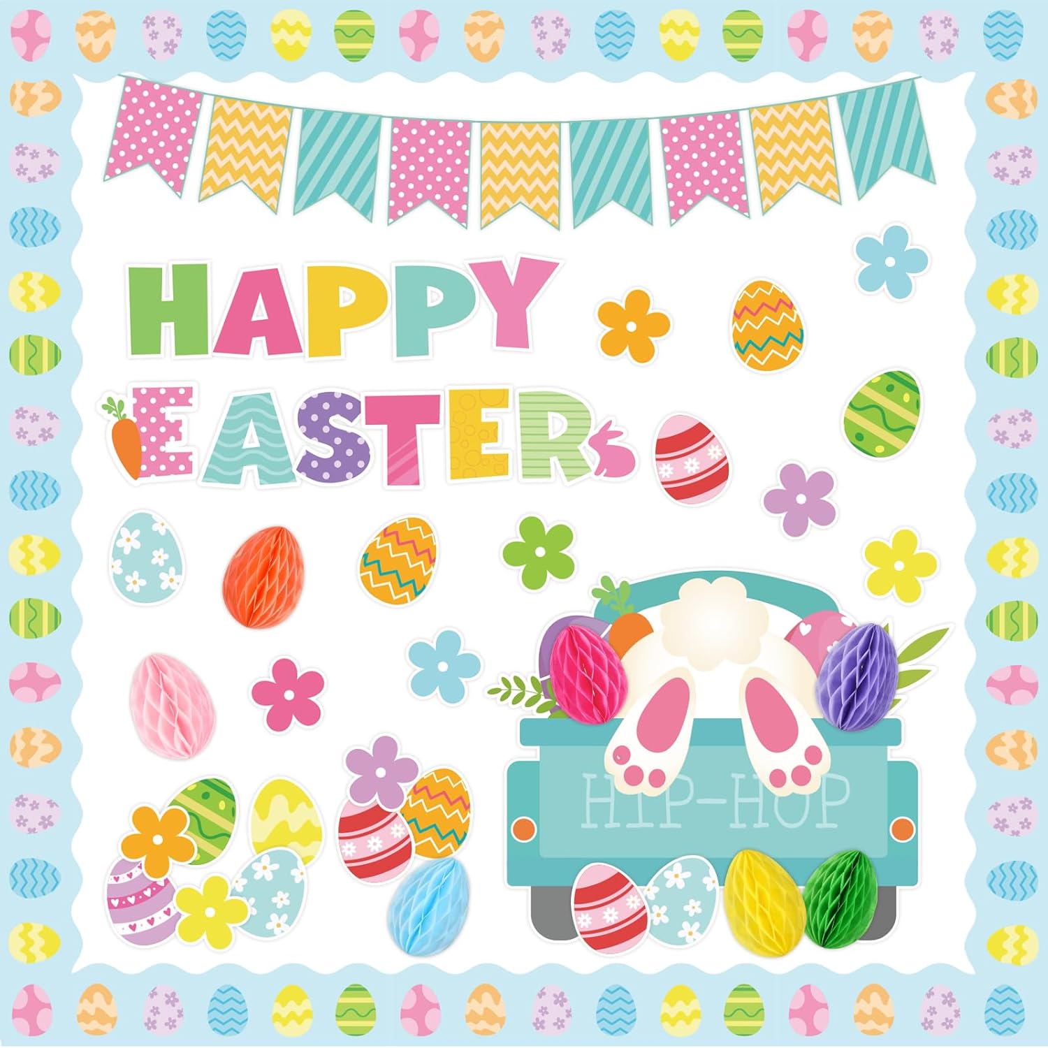 Amazon.com: JarThenaAMCS 76Pcs Easter Bulletin Board Decoration Set ...