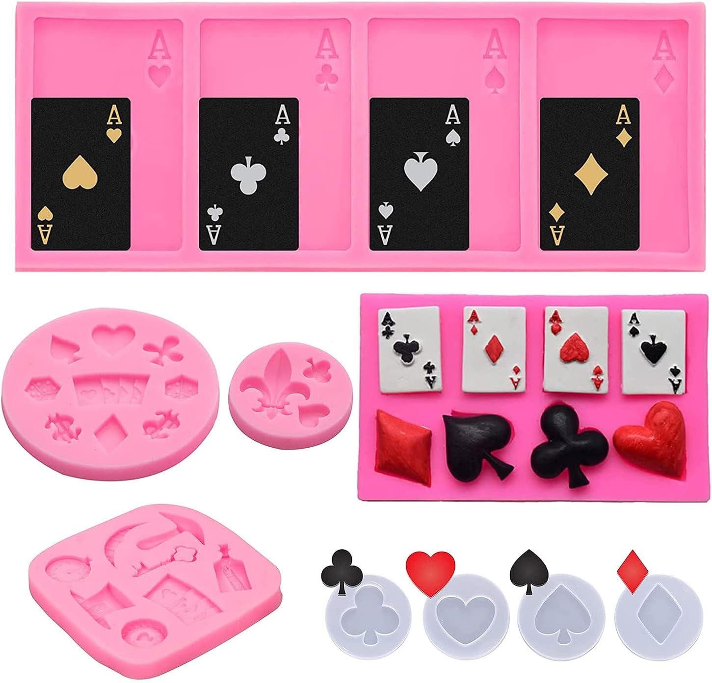 Amazon.com: Haploon 9 Pieces Poker Cards Candy Mold, DIY Silicone Mold ...