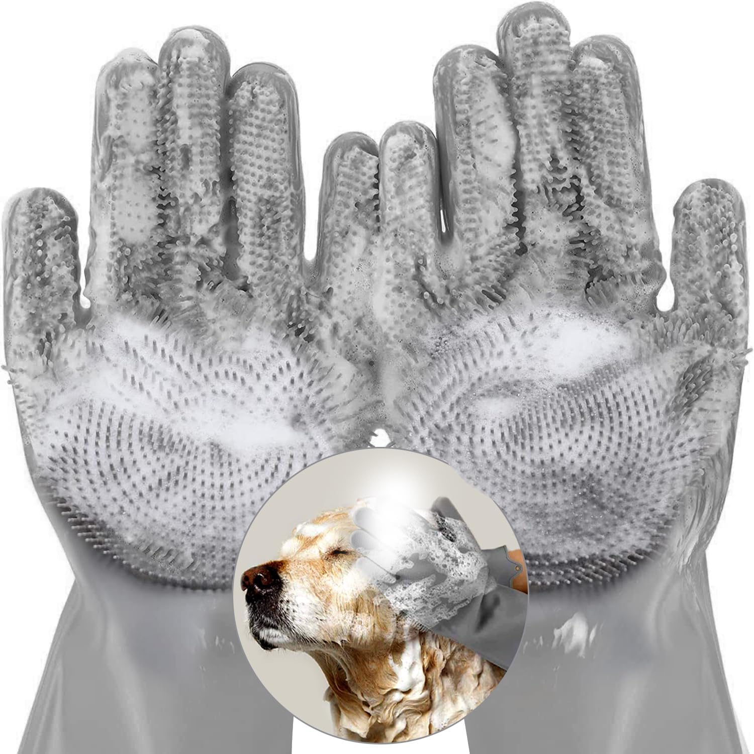 wikiRay Magic Pet Grooming Gloves, Dog Bathing Shampoo Gloves, Dog wash ...