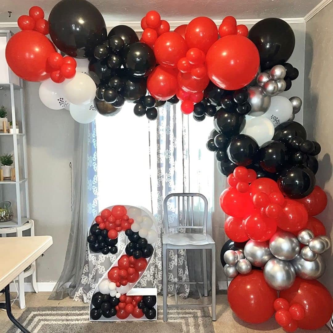 Snapklik.com : Red Black Balloons Garland Kit,100Pcs Black Red Balloons ...