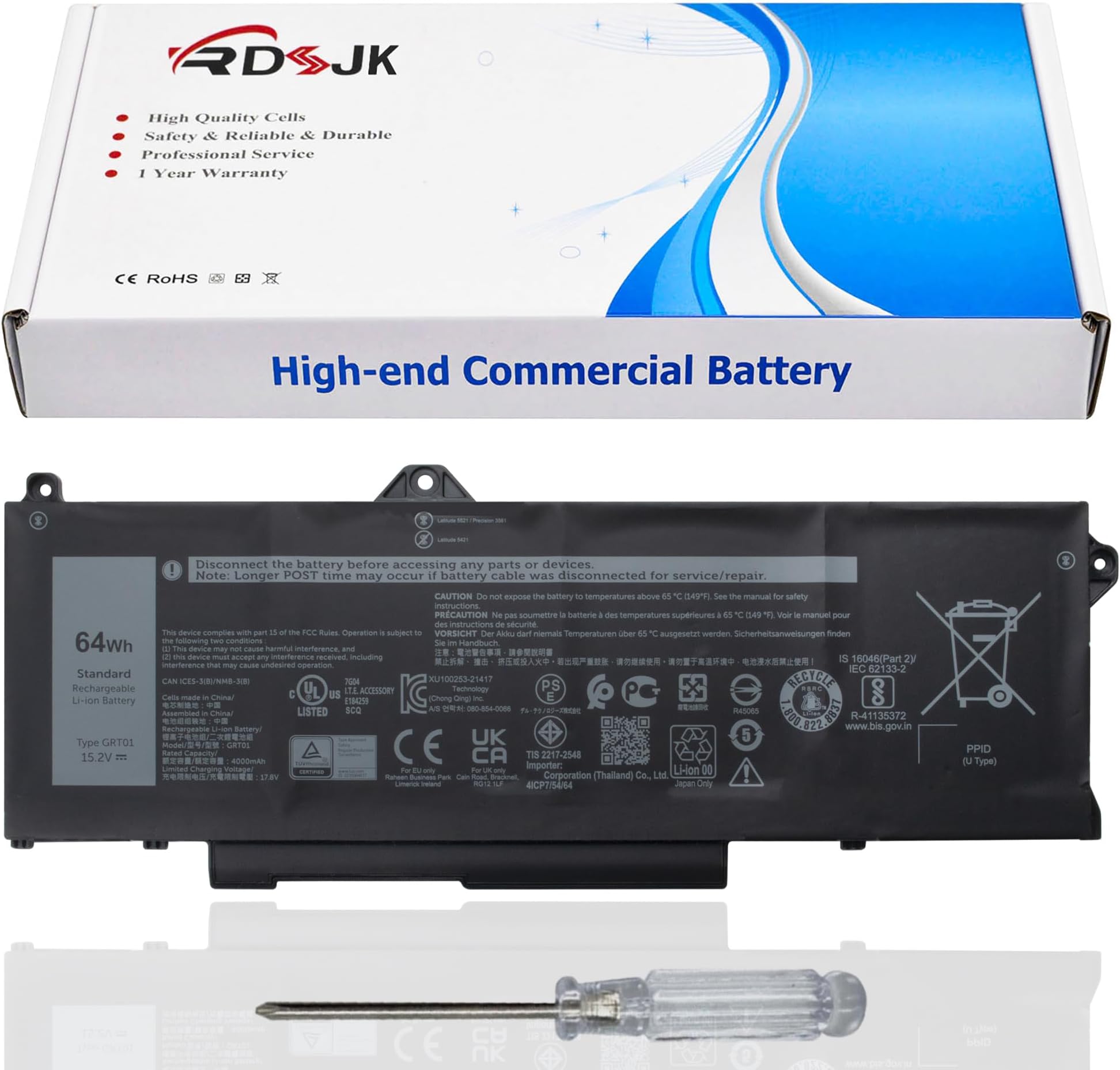 Amazon.com: GRT01 R05P0 VXD57 Laptop Battery for Dell Latitude 5421 ...