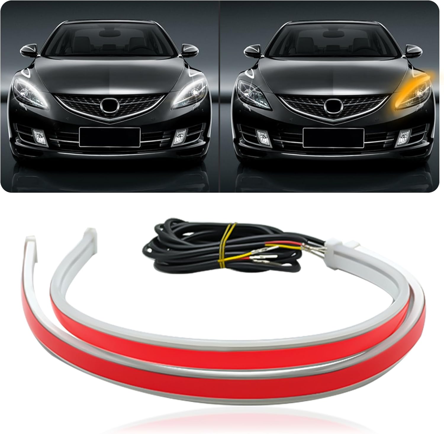 Amazon.com: carleef 24" DRL LED Lights for Cars,Dual Color Dynamic ...