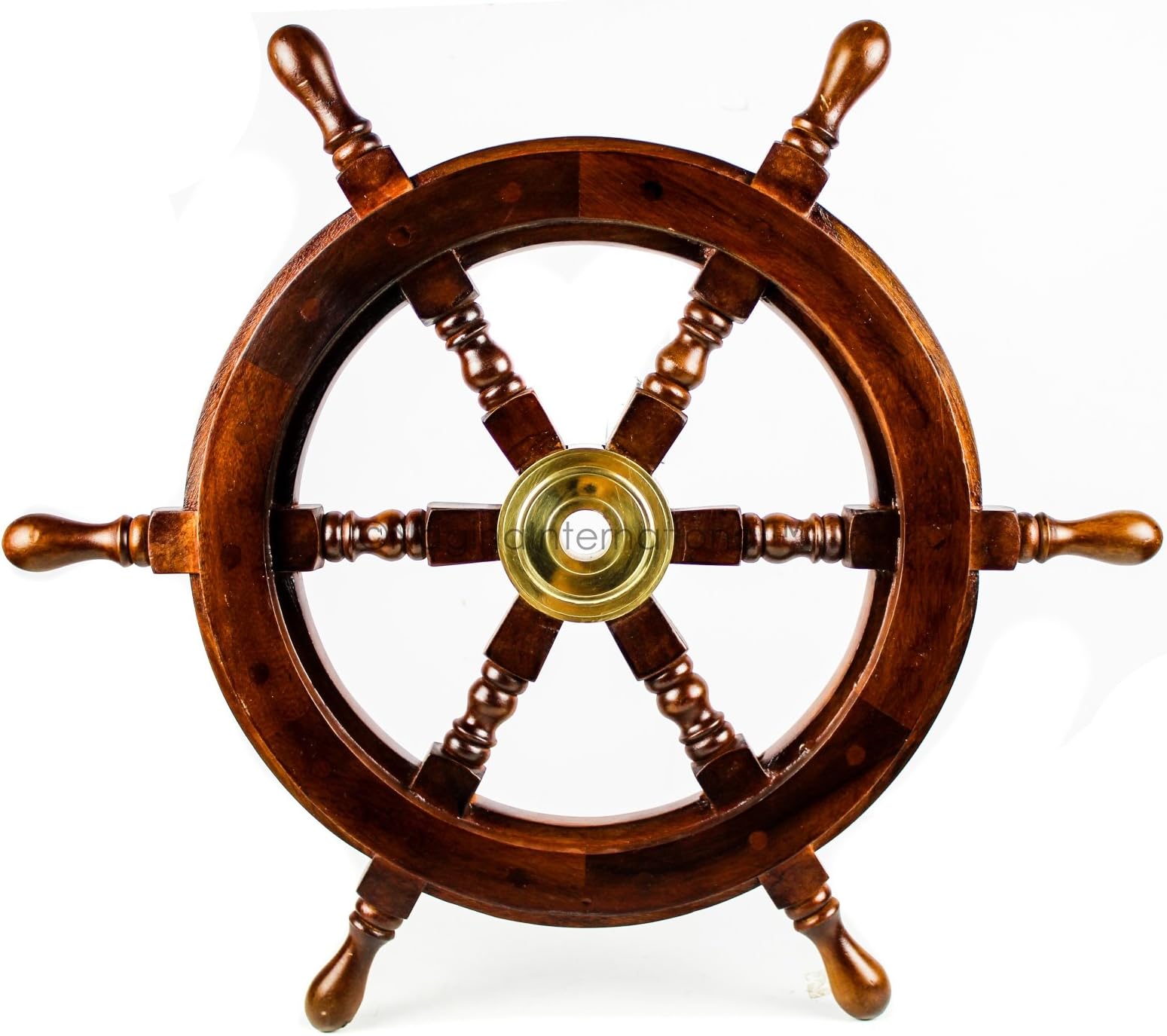 Amazon.com: Wooden Ship Wheel , Brass Anchor Captains Wheel Wall Decor ...