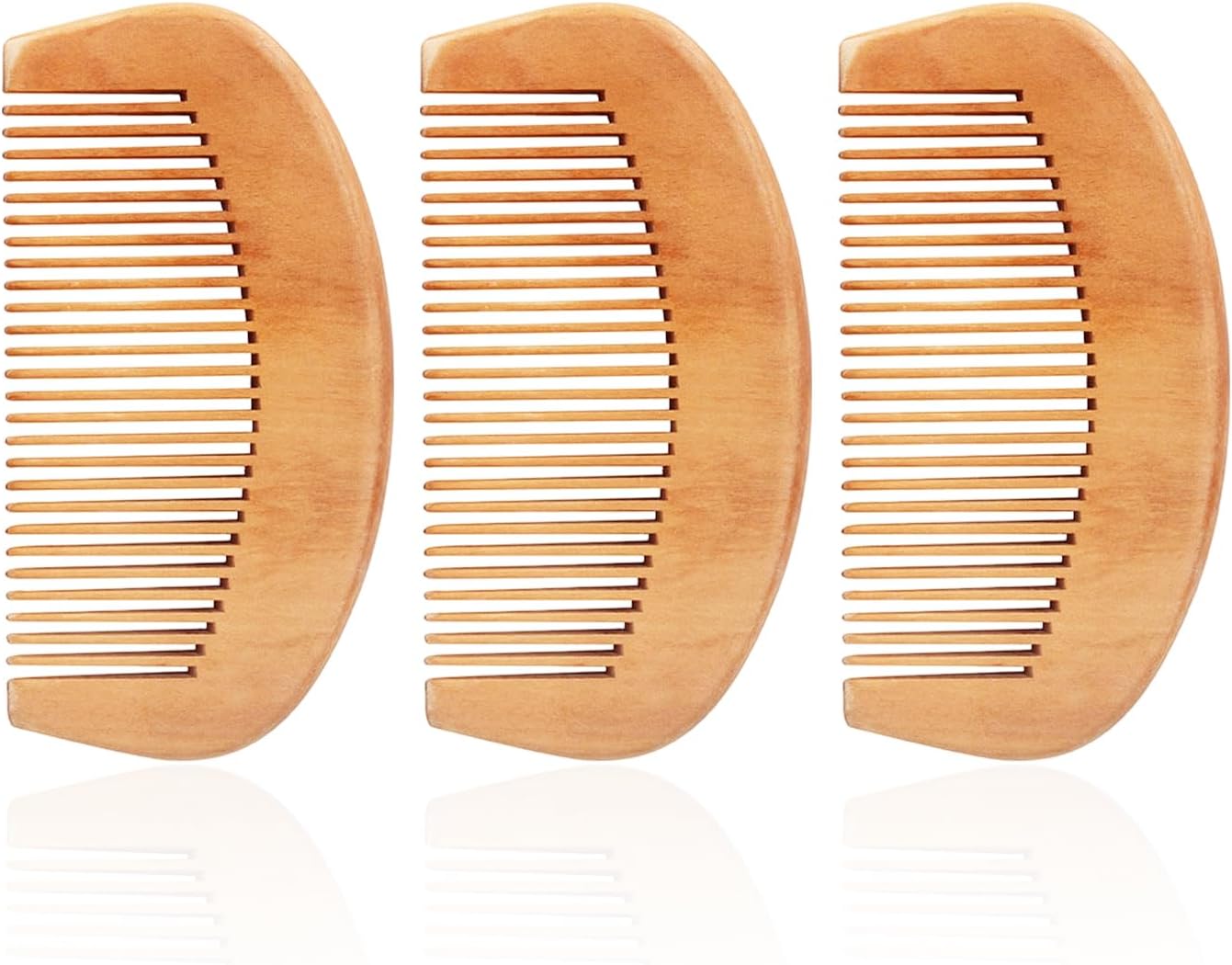 3 Pieces of Labor Combs, Rounded Small Wooden Comb, Natural Wooden Wide ...