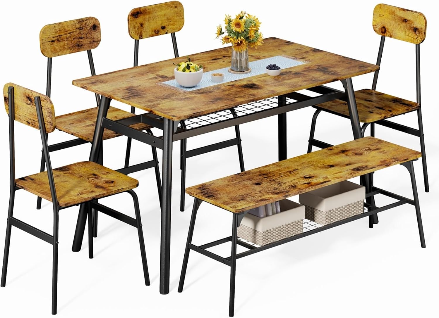 Amazon.com - Gizoon 6-Piece Dining Table Set for Home, Kitchen, Dining ...